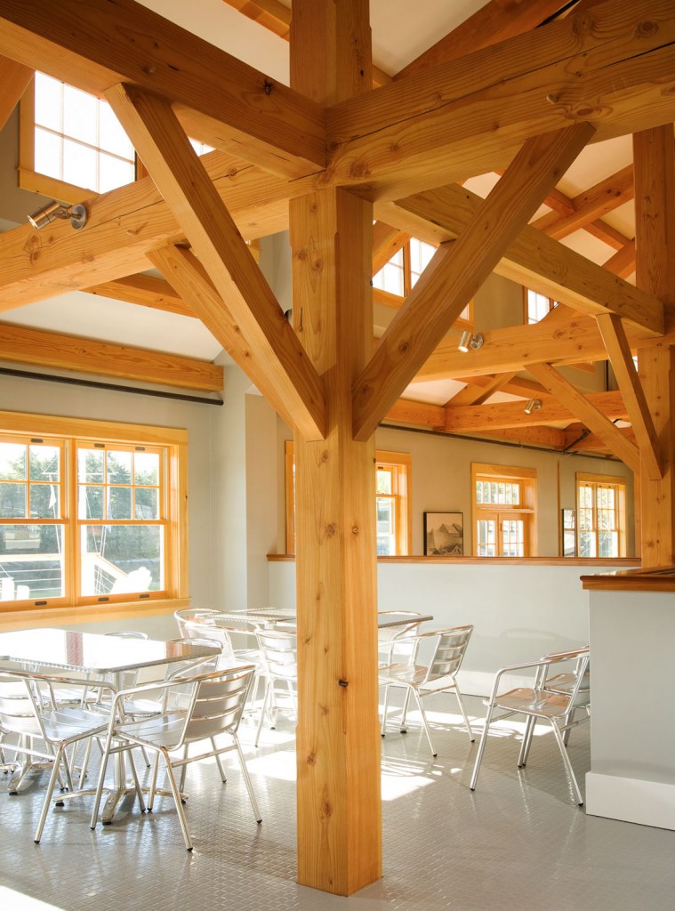 Timber posts in main area - Houses and Barns